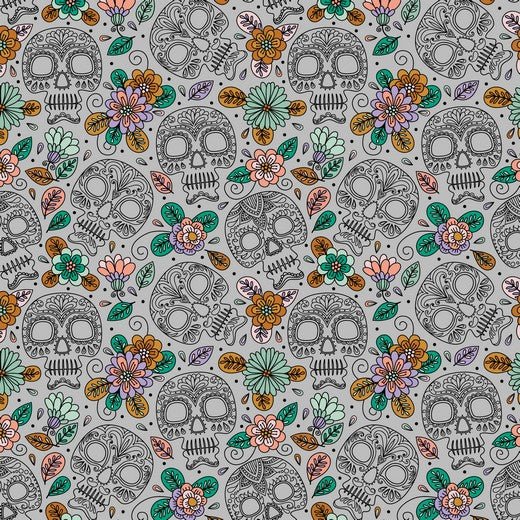 Colourful Skull - Cotton Print – The Fabric Counter